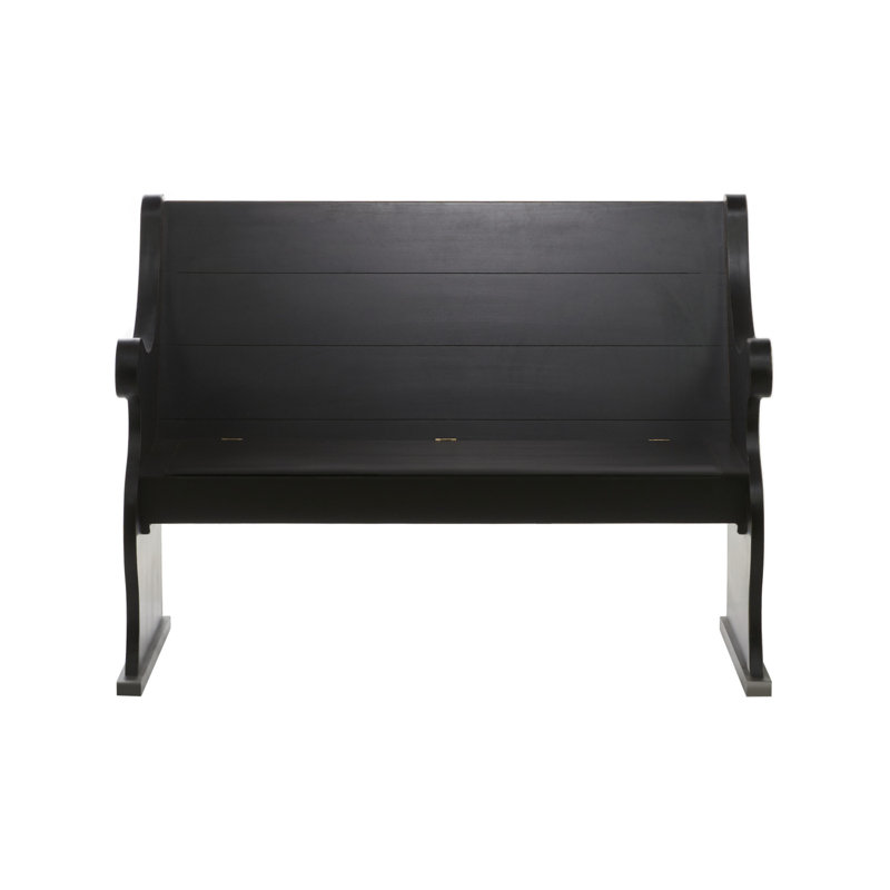 Lark Manor Payton Black Wood Storage Bench with Scrolled Armrests 50" x ...
