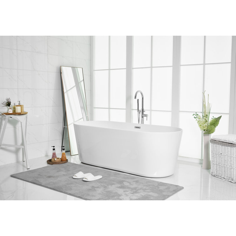 Ebern Designs Jakeil 71'' x 31.4'' Freestanding Soaking Acrylic Bathtub ...