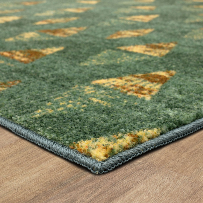 George Oliver Betty Performance Green/Gold Rug & Reviews | Wayfair
