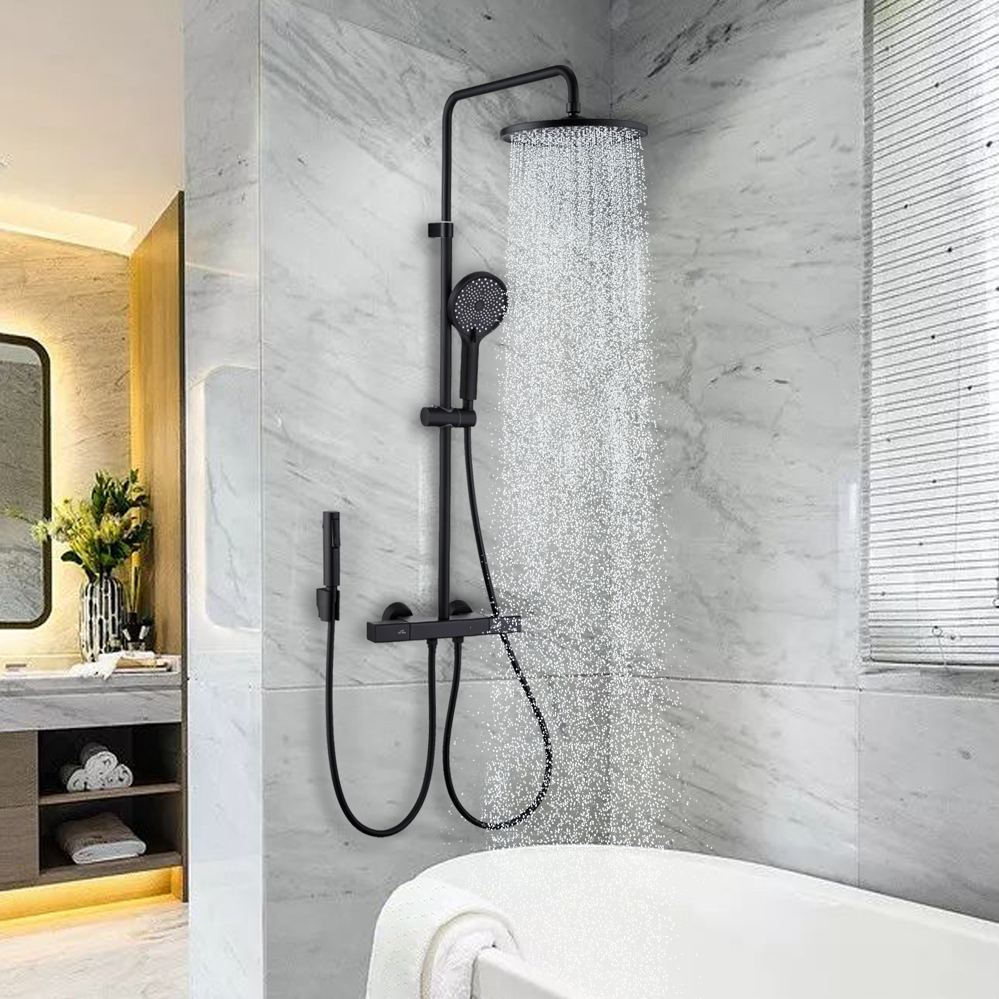 Selected Wall Mounted System Two-Handle Three Functions Shower Faucet ...