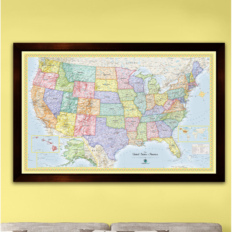 Home Magnetics Framed Magnetic Travel USA Map & Reviews | Wayfair