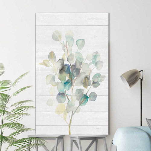 Ebern Designs Eucalyptus III On Shiplap - Print on Canvas | Wayfair