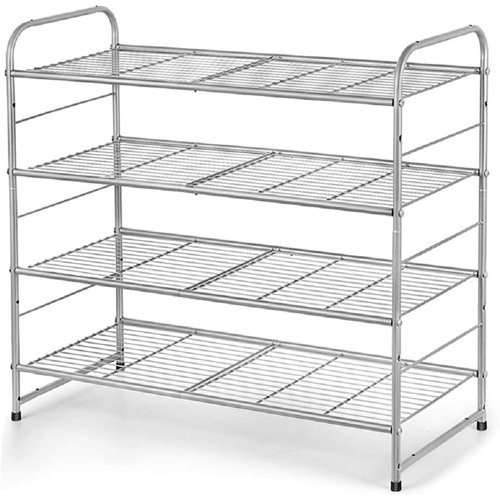 Rebrilliant 12 Pairs Silver Metal Shoe Rack & Reviews | Wayfair