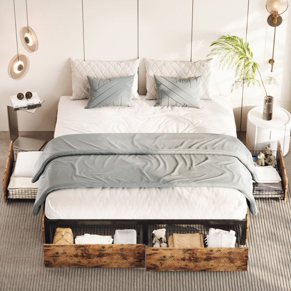 King-bed-frame-drawers | Wayfair