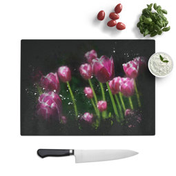 East Urban Home Tulip Flowers Paint Splash Chopping Board | Wayfair.co.uk