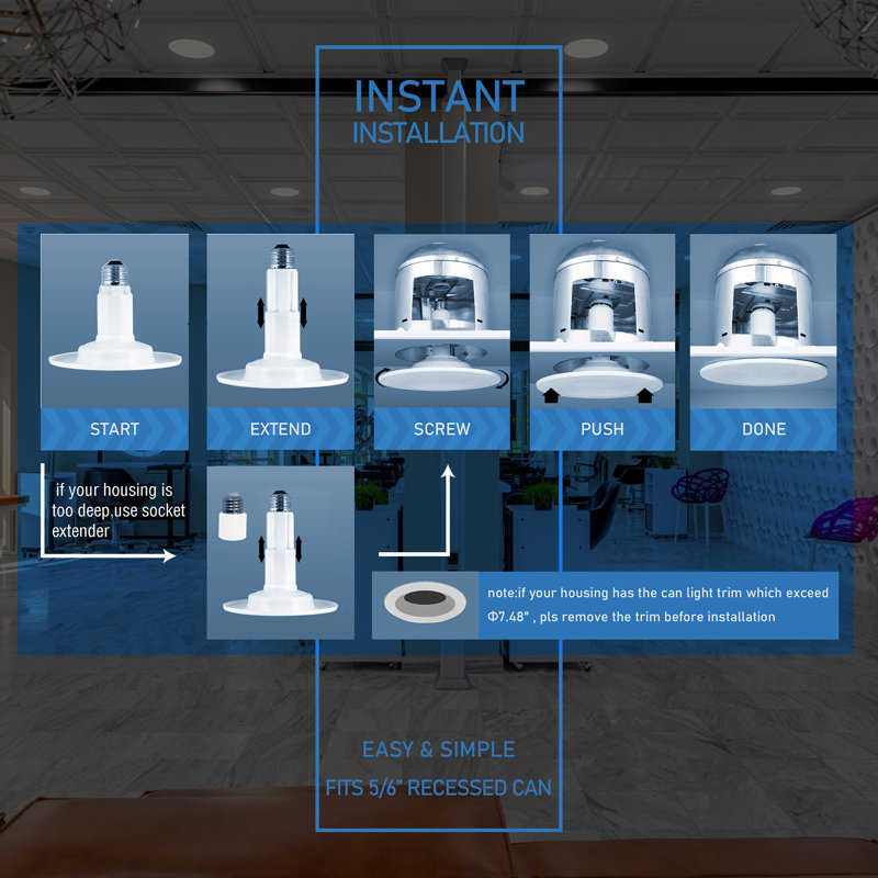 Jolux 6" Adjustable LED Retrofit Recessed Lighting Kit for Easy Remodel ...