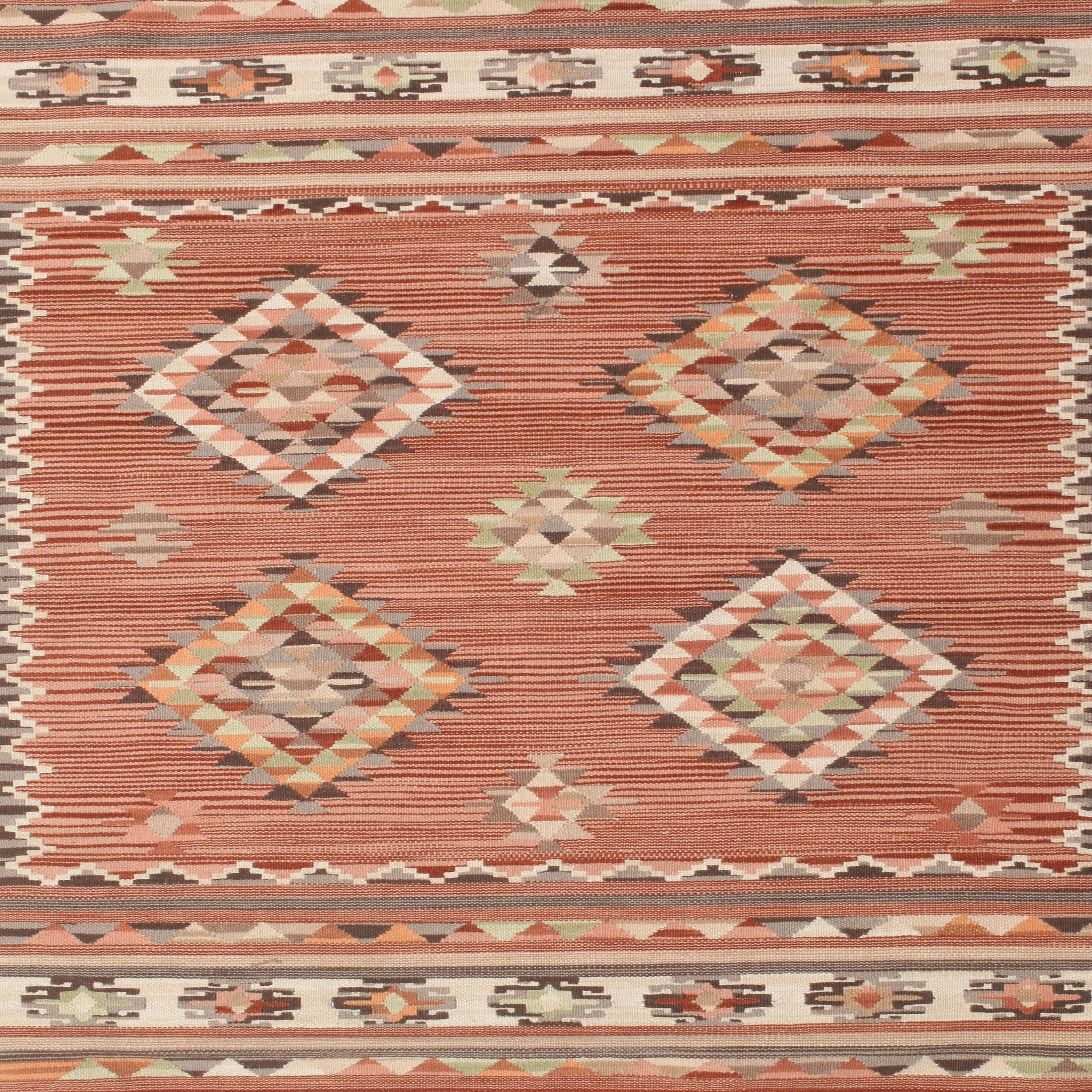 Union Rustic Alisme Rust/Soft Green Rug | Wayfair