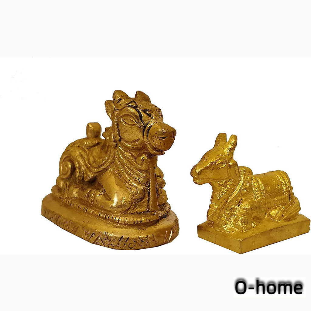 O-home Statue Nandi Cow Set Small Idol Gifts Murti For Pooja Mandir ...