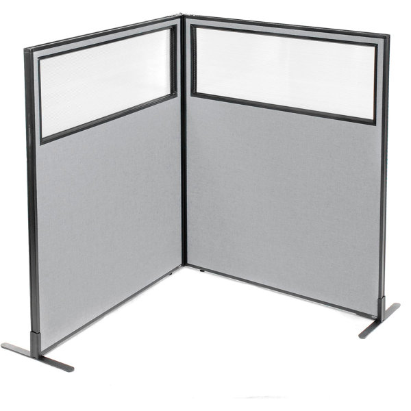 Interion Freestanding Gray 2-Panel Corner Room Divider With Partial ...