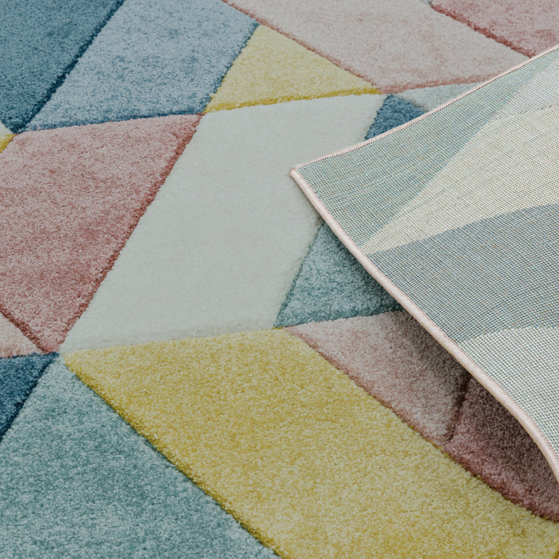 Ebern Designs Sanjuan Rhombus Blue/Pink/Yellow Rug & Reviews | Wayfair ...