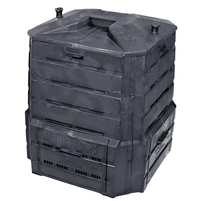 Algreen 94 Gal. Plastic Outdoor Stationary Composter with Latching Lid ...