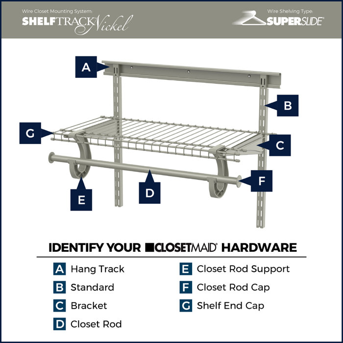 ClosetMaid ShelfTrack Standard Closet System Hardware | Wayfair