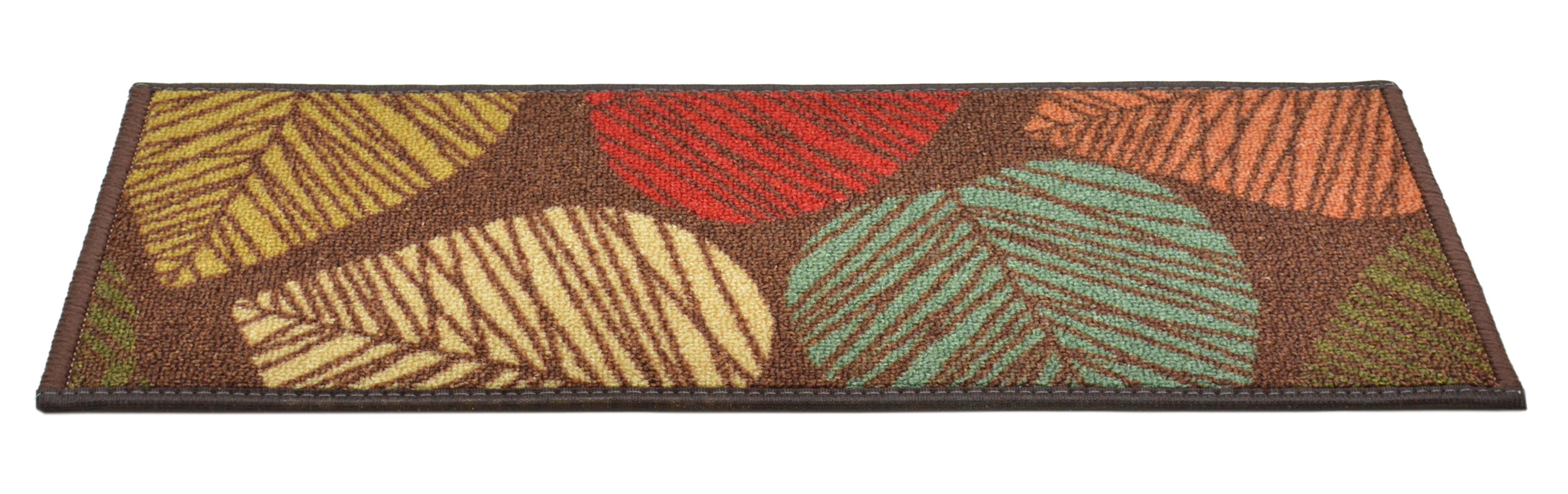 Winston Porter Slip Resistant Machine Washable Floral Leaves Brown Low ...