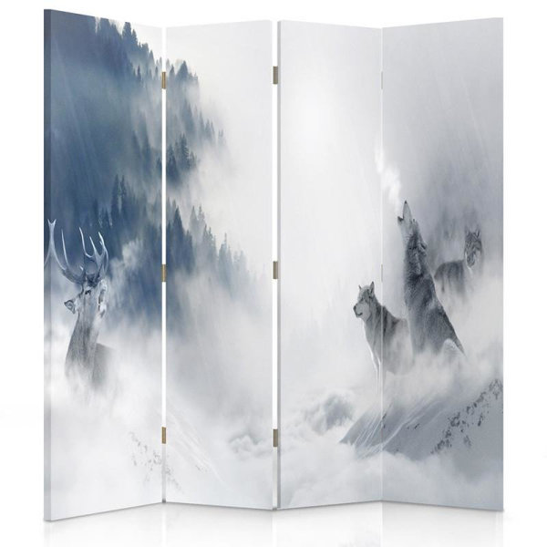 Latitude Run Vanwormer 145cm W x 150cm H 4 - Panel Solid Wood Folding ...