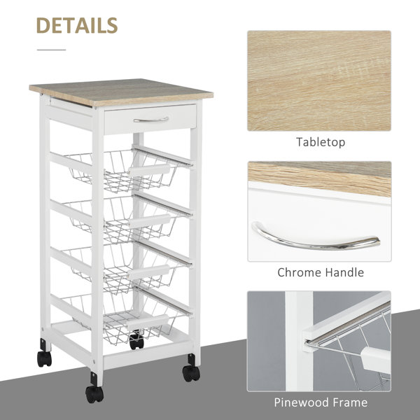 Winston Porter Raffles Wood Kitchen Cart & Reviews | Wayfair