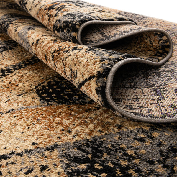 17 Stories Performance Brown/Gray Rug | Wayfair