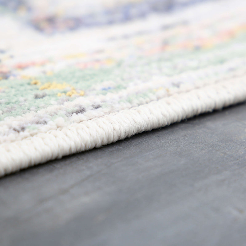 Scott Living Weathered Squares Performance Teal/Gold/Gray Rug | Wayfair