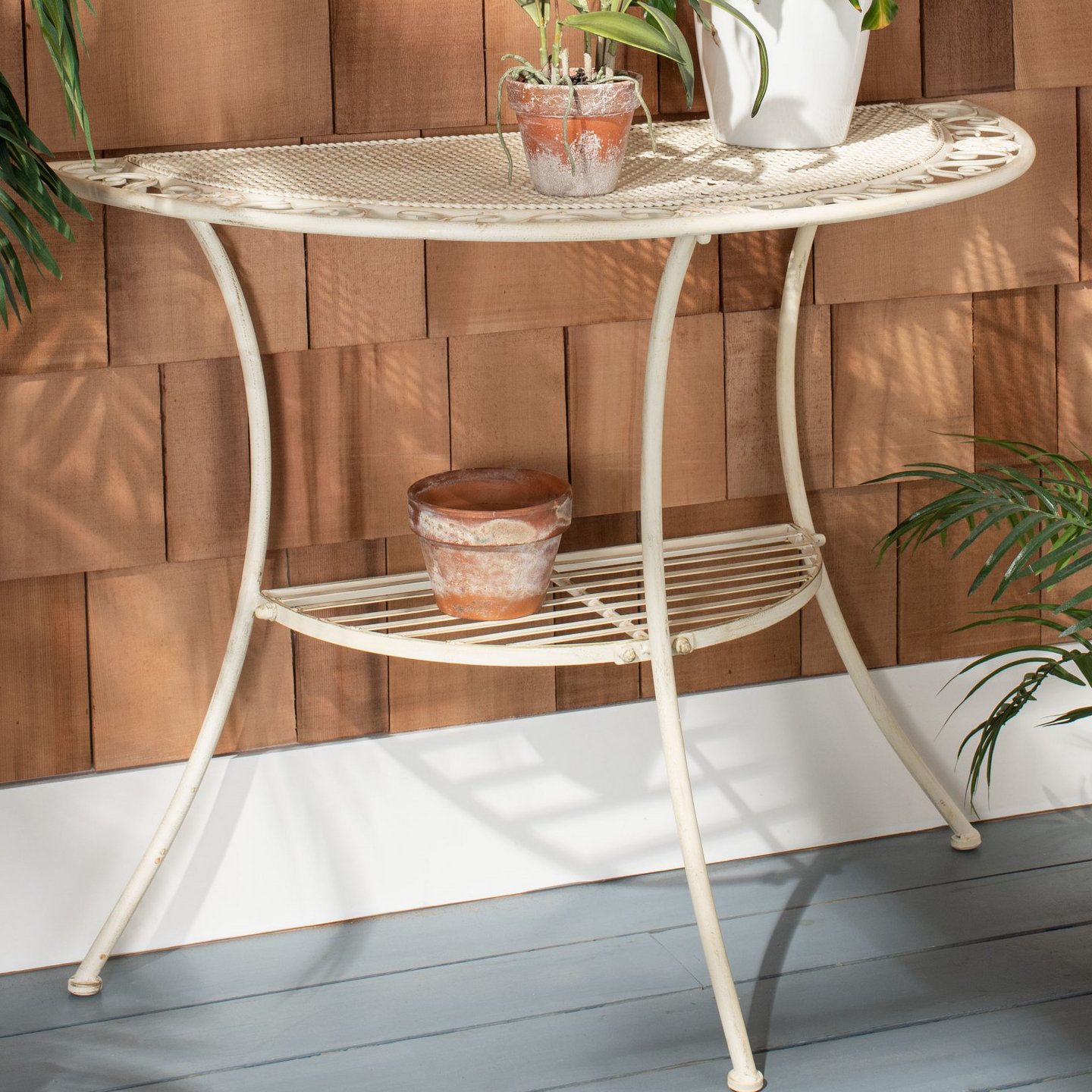 Highland Dunes Graddy 31.5" Outdoor Half Moon Console Table | Wayfair