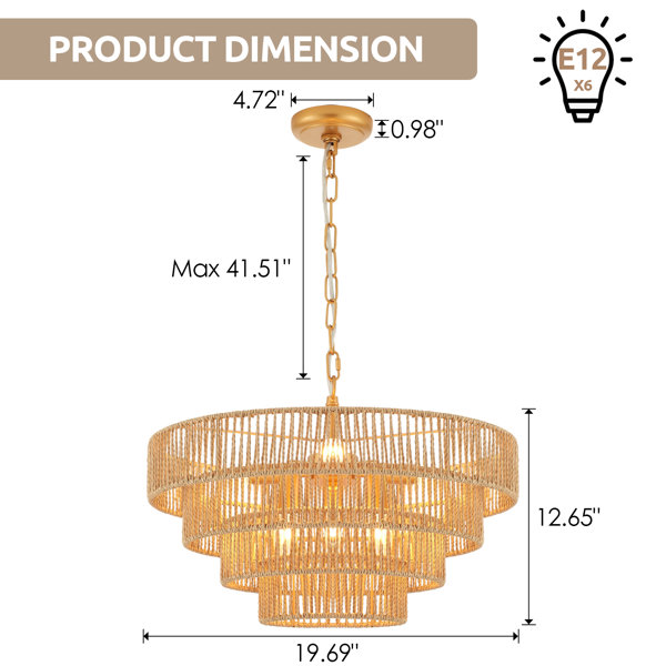 Beachcrest Home Suzette 6-Lights Hand-Woven Pendant Light 20 Inch ...
