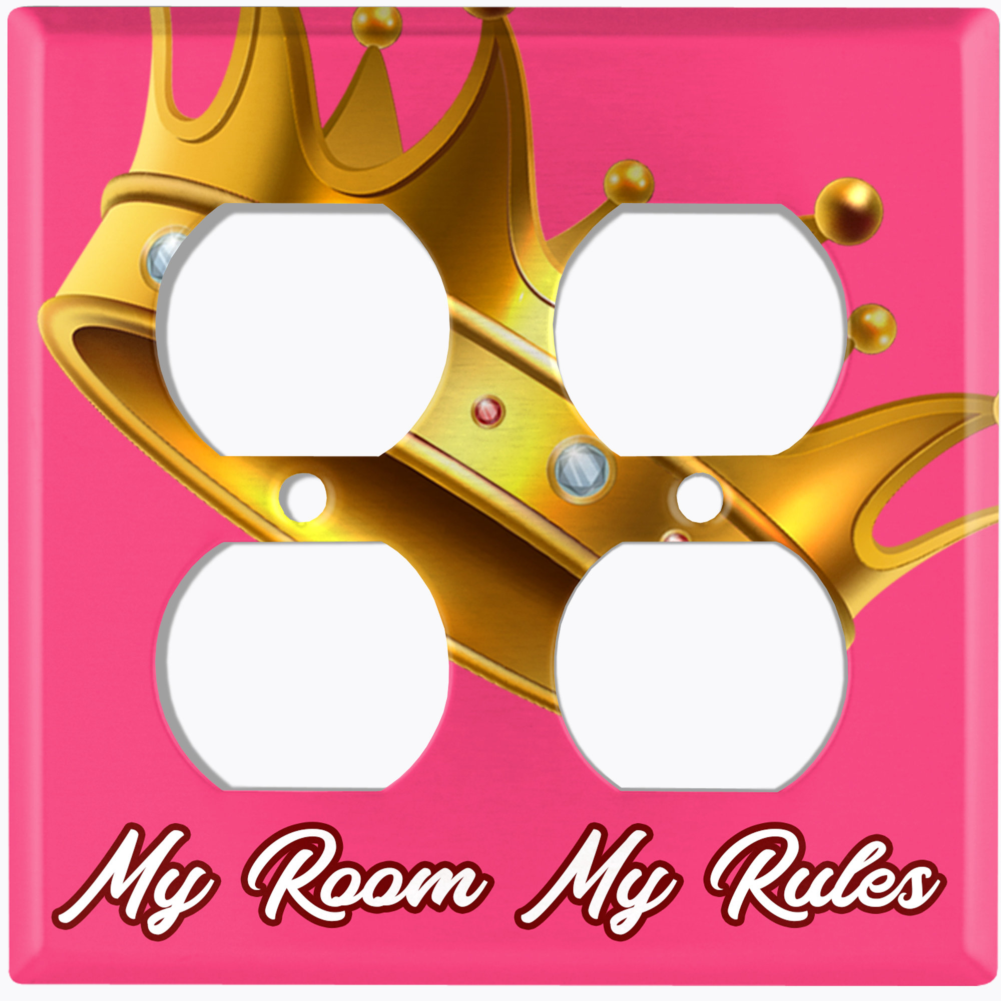 WorldAcc My Room My Rules Princess Crown Pink 2-Gang Duplex Outlet Wall ...