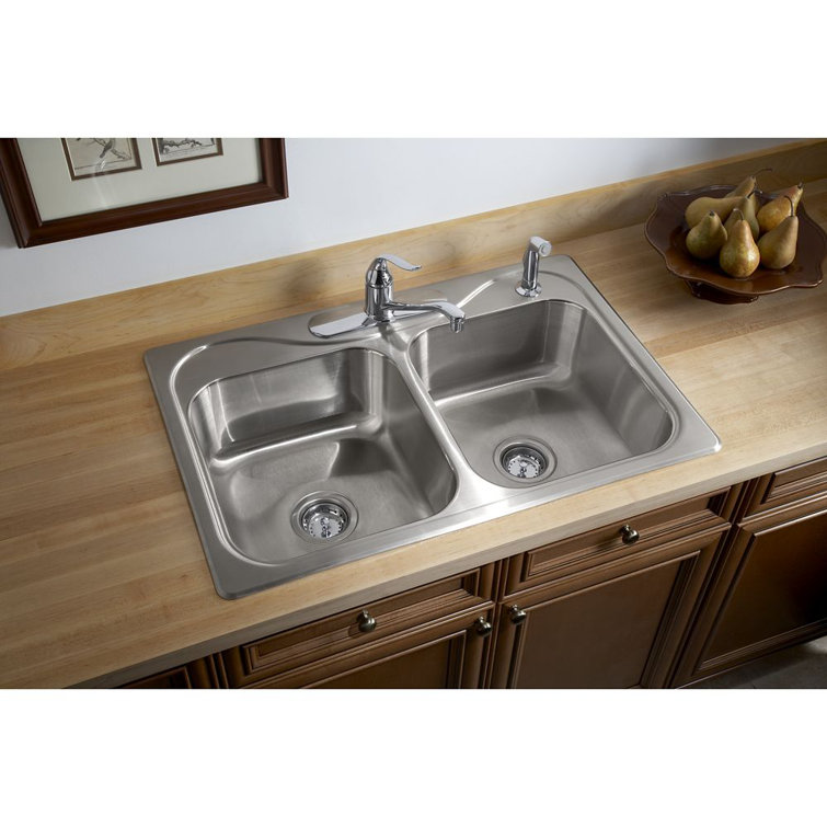 Sterling By Kohler Southhaven 22'' W Double Bowl Stainless Steel Drop ...