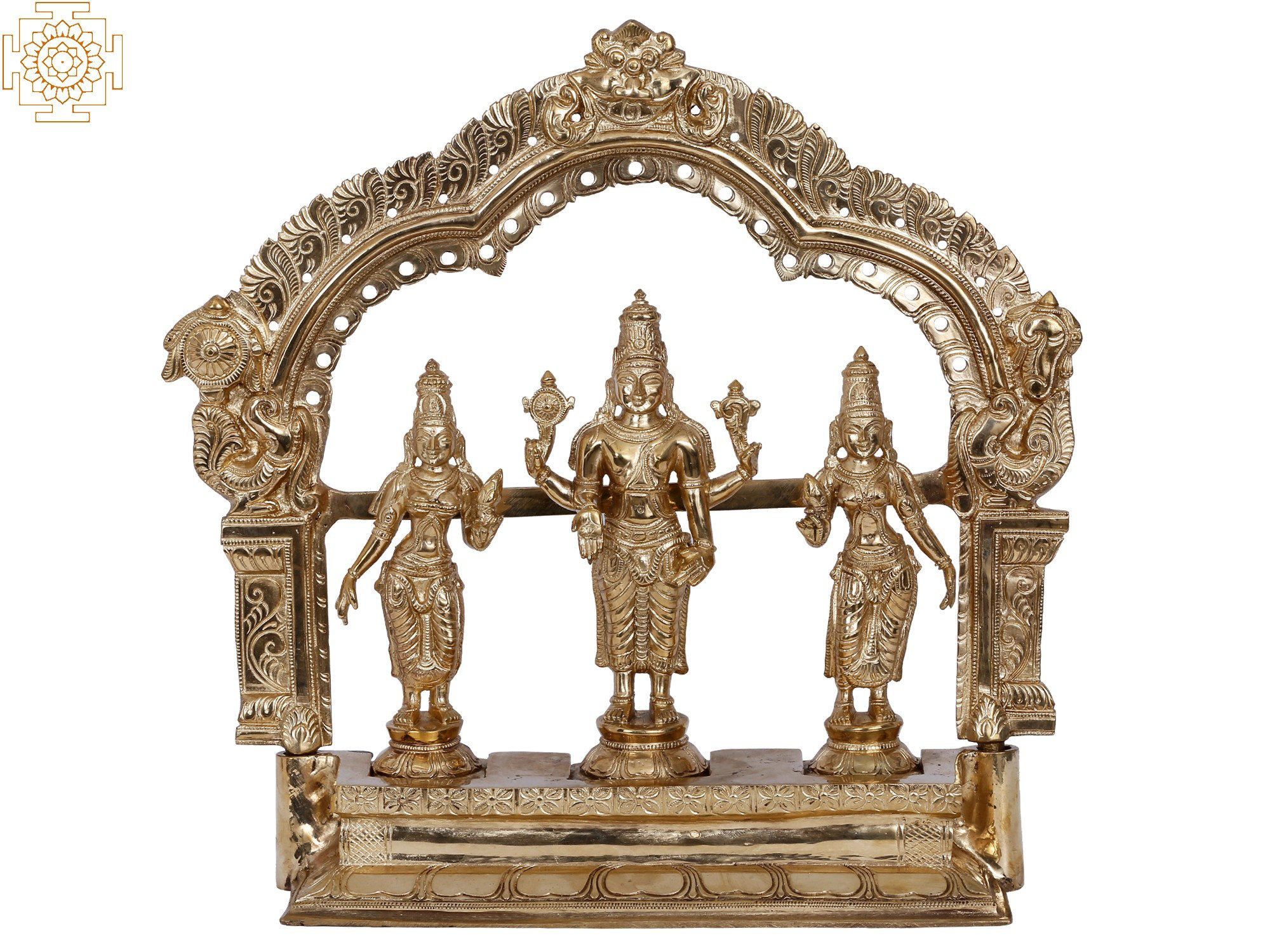 Exotic India Lord Perumal with Sridevi and Bhudevi Statue | Wayfair