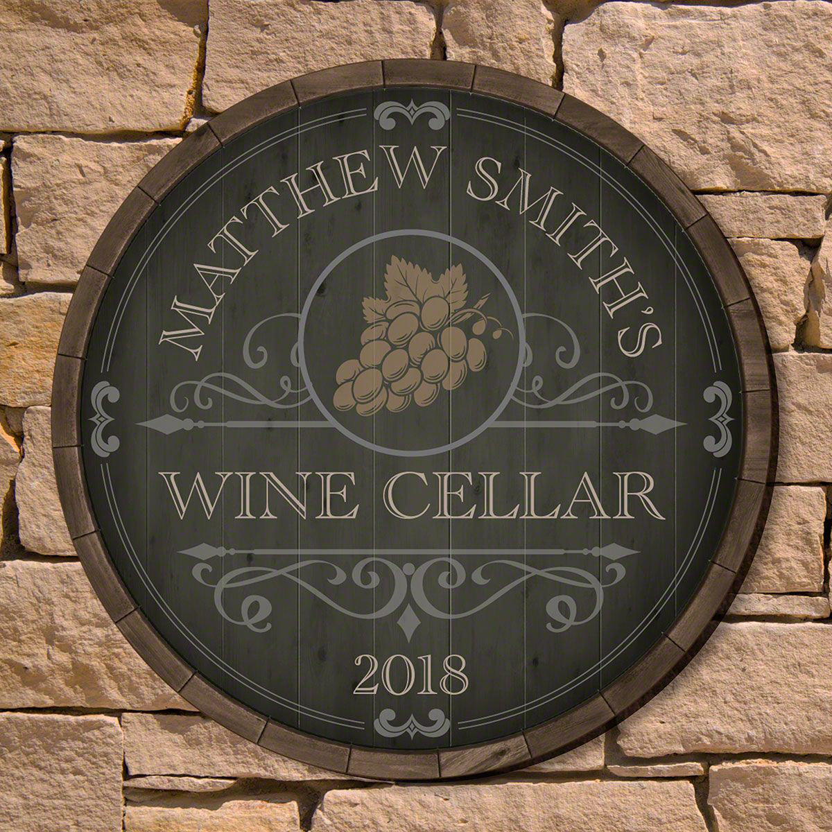Fleur De Lis Living Barrel Personalized Wine Cellar Sign Wall Décor ...