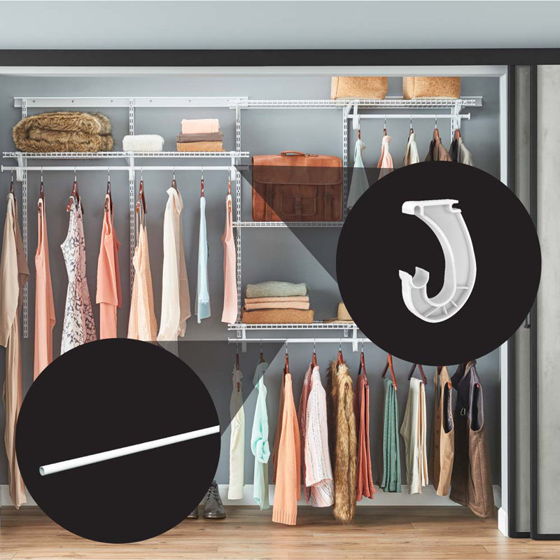 ClosetMaid SuperSlide 48 in. Hanging Closet Rod (2 Pieces) and Closet ...