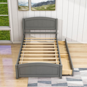 Red Barrel Studio® Twin Size 2 Drawers Wood Platform Bed with Headboard ...