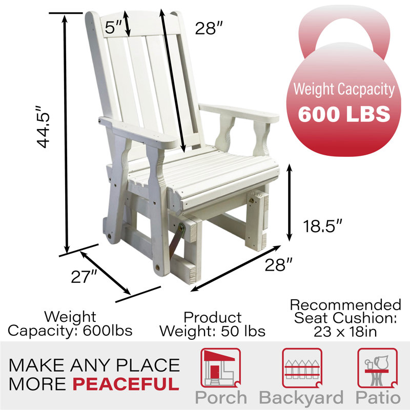 Amish Casual Heavy Duty 600 Lb High Back Mission Treated Glider Chair ...