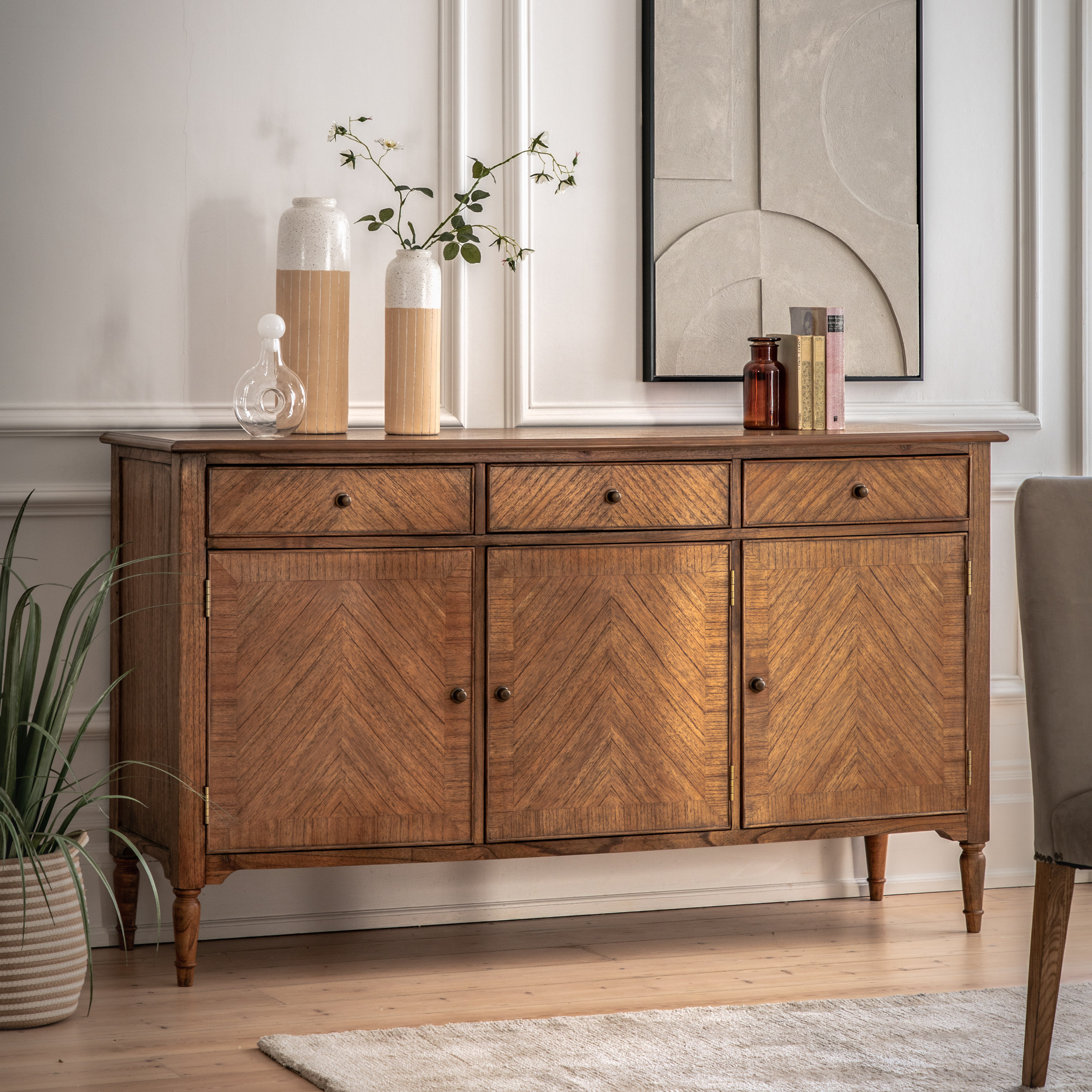 Rosalind Wheeler Cleston 170Cm Wide 3 Drawer Cedar Solid Wood Sideboard ...