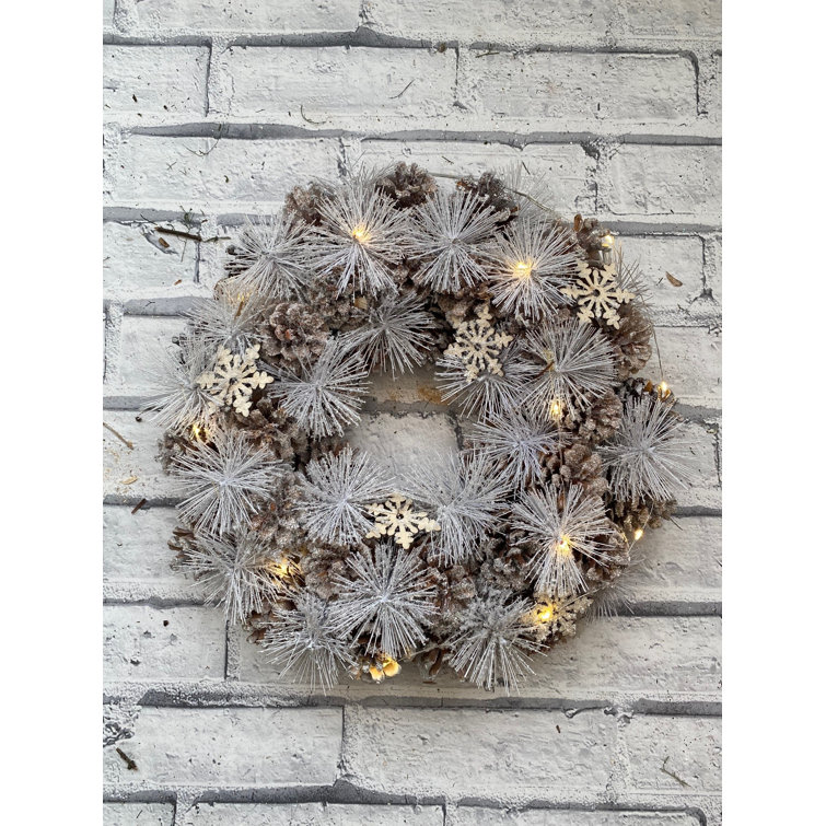 The Seasonal Aisle Faux Lighted Pinecone Twig 35Cm Wreath | Wayfair.co.uk