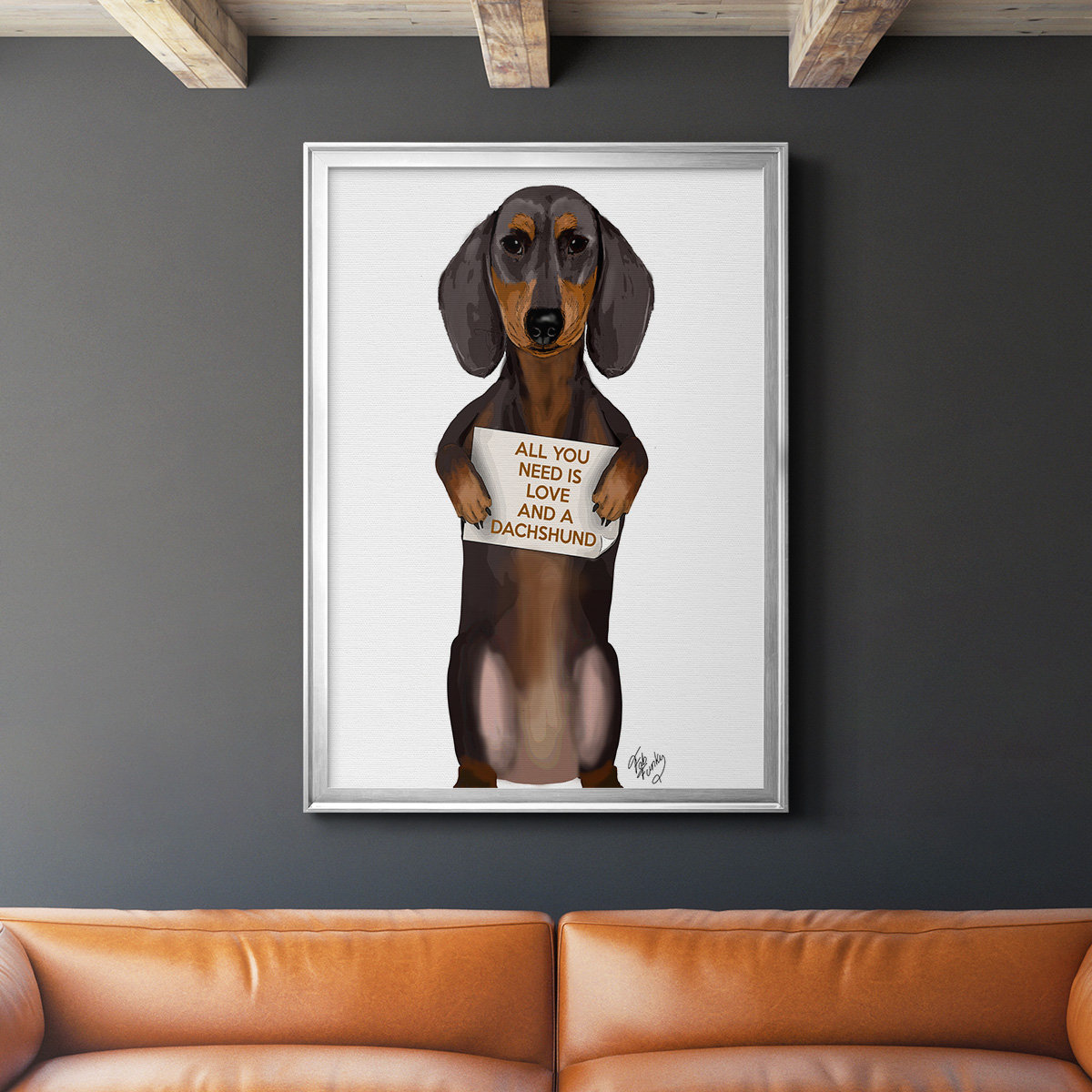 Trinx Love And Dachshund Love And Dachshund - Picture Frame Print on ...