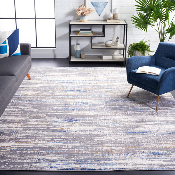 17 Stories Flatweave Light Gray/Blue Rug | Wayfair