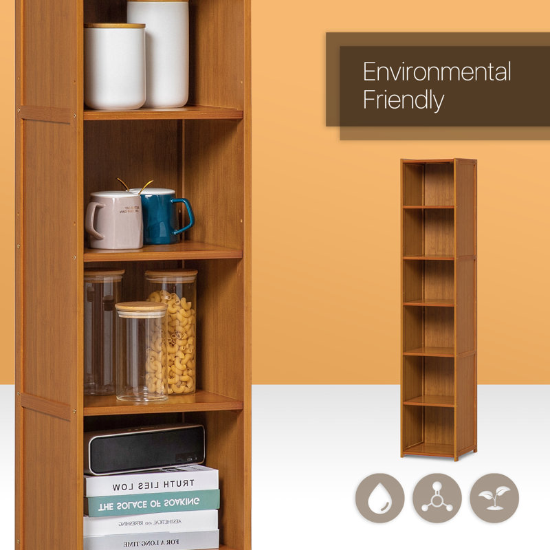 MoNiBloom Bamboo 6 Tiers Standard Bookcase, Free Standing Books Display ...