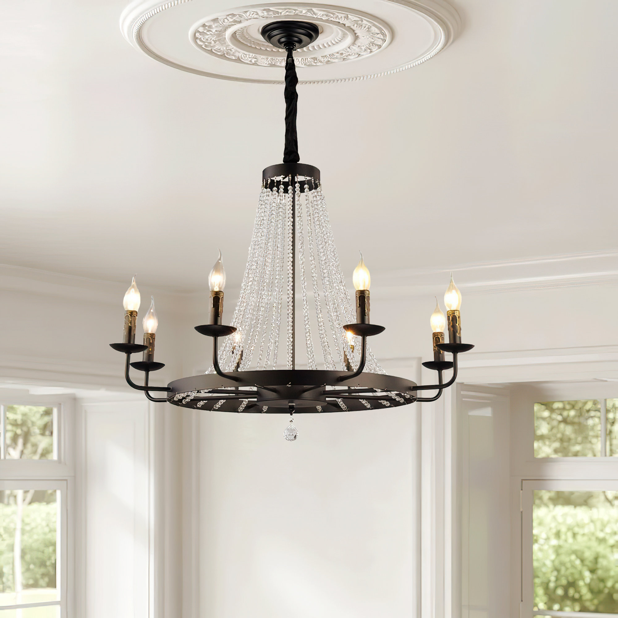 Rosdorf Park Avrumi 8 - Light Dimmable Wagon Wheel Chandelier | Wayfair