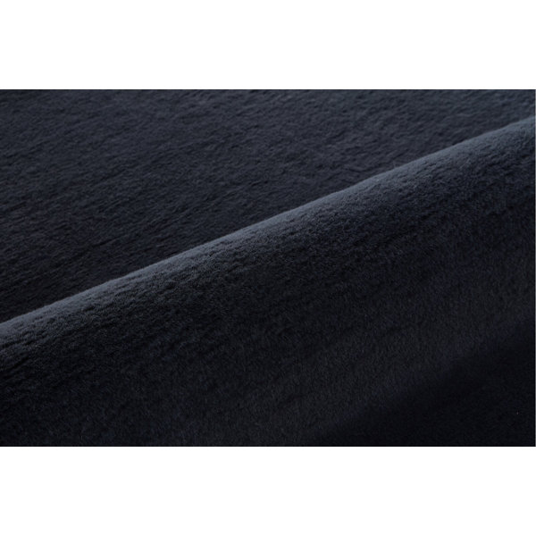 HERVEY Black Novelty Faux Rabbit Fur Rug Luxury Soft Thicken Faux Fur ...