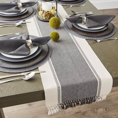 Gracie Oaks Kizer Rectangular Striped Cotton Table Runner & Reviews ...