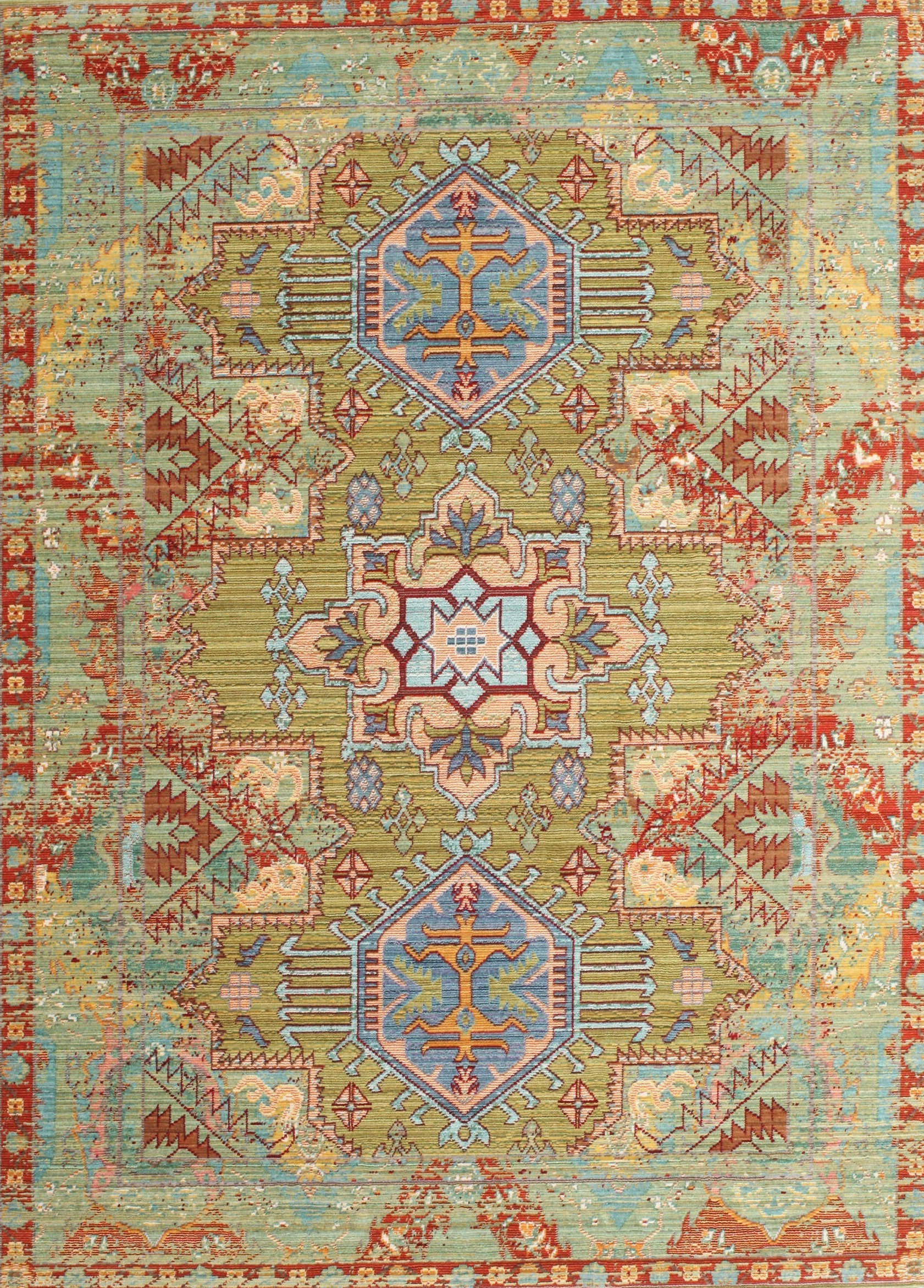 Bungalow Rose Herringdine Traditional Green/Blue/Red Area Rug | Wayfair