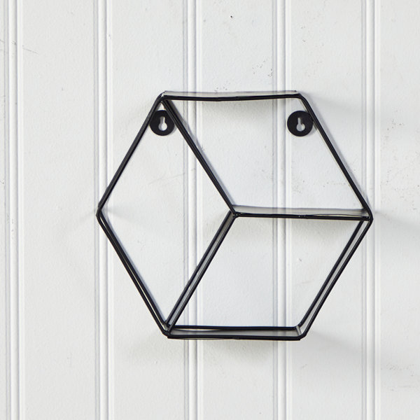 17 Stories 10In. Black Matte Hexagon Wall Shelf | Wayfair