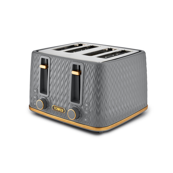 Tower Empire 4-Slice Toaster with Defrost/Stop, Removable Crumb Tray ...