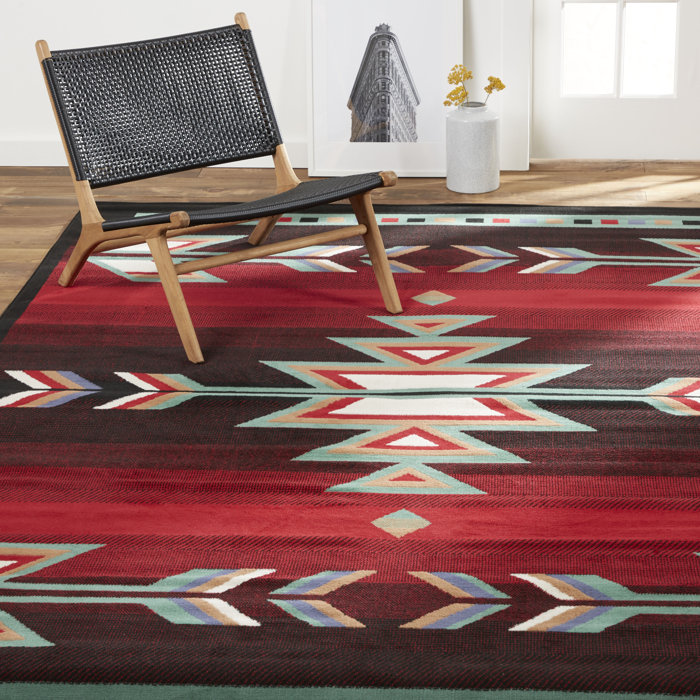 Loon Peak® Hilander Power Loom Performance Red / Black Rug & Reviews ...