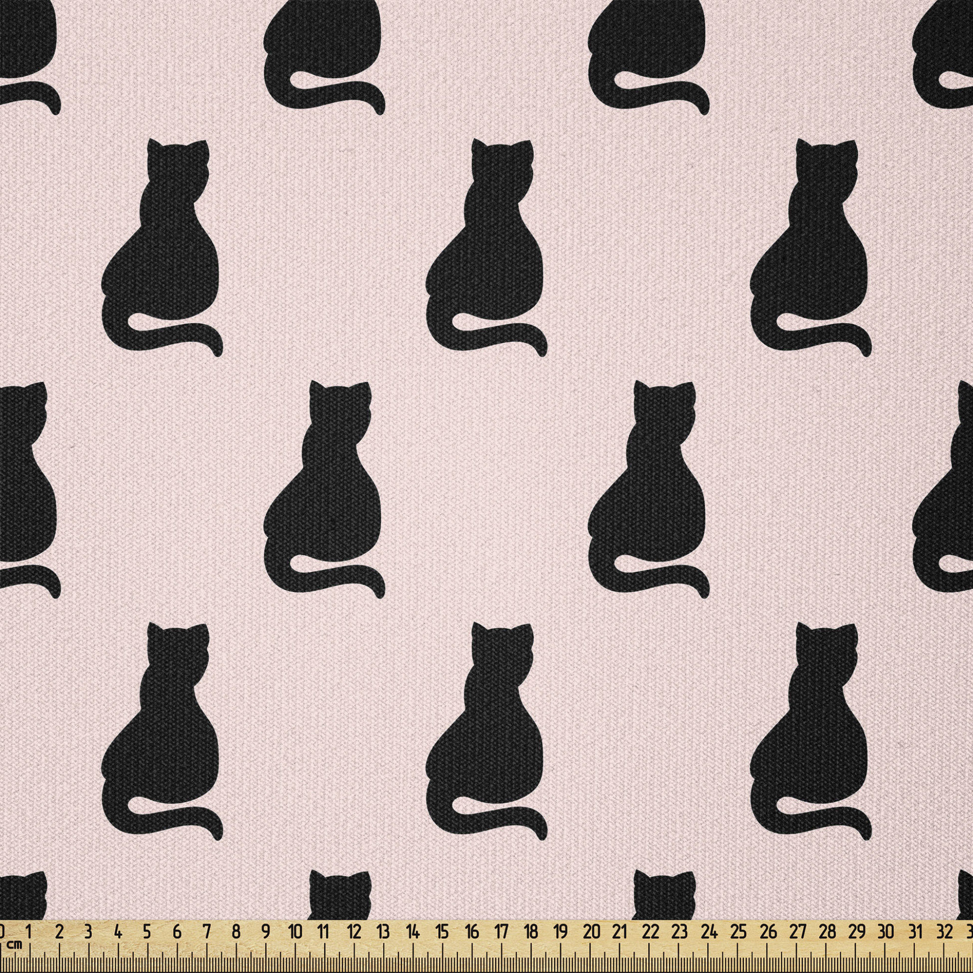 East Urban Home Cat Fabric By The Yard, Black Cat Silhouettes On Pink ...