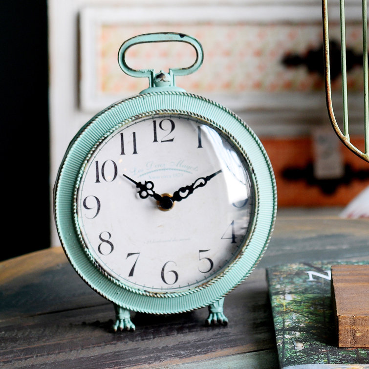 Ophelia & Co. Analog Quartz Tabletop Clock in Turquoise & Reviews | Wayfair