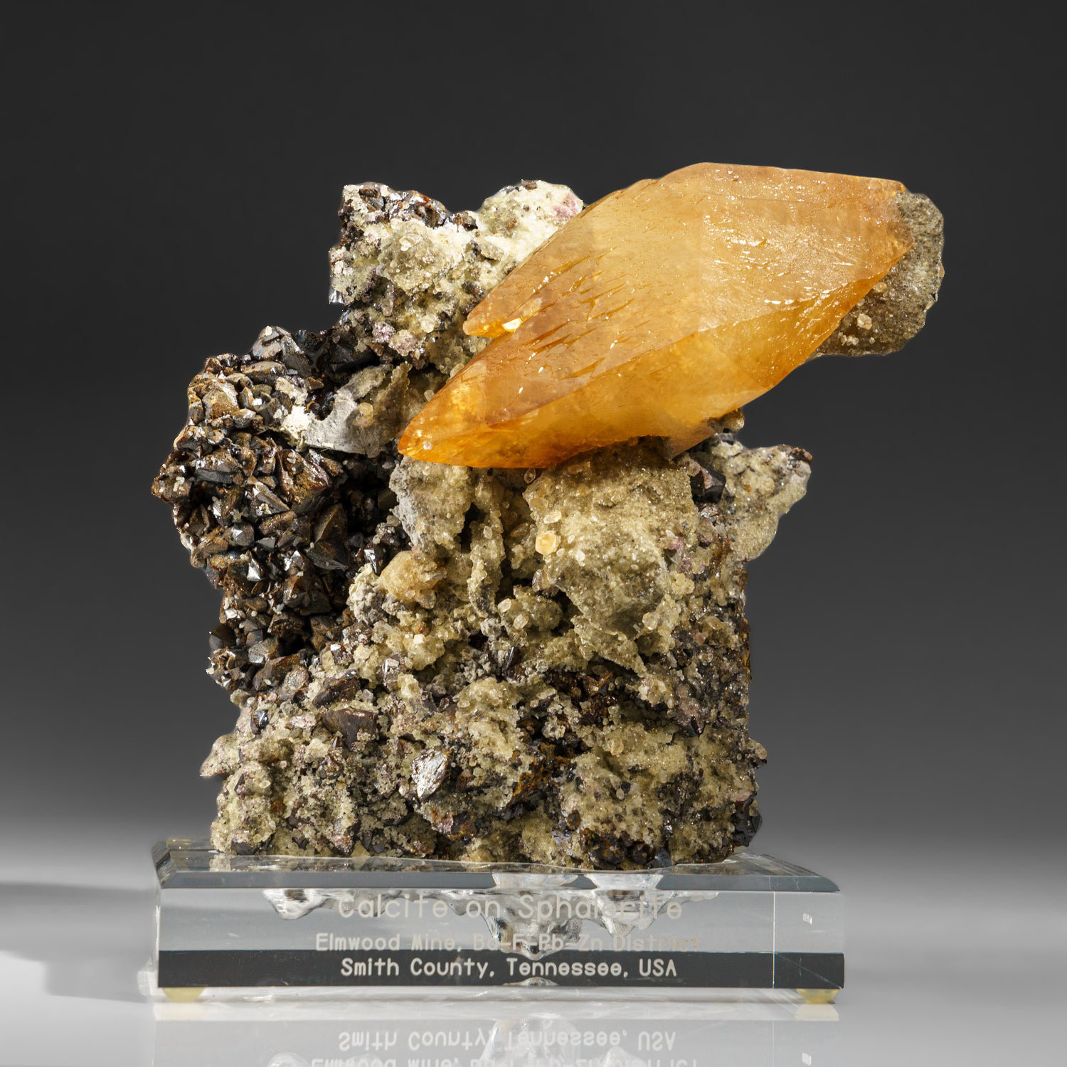 Astro Gallery of Gems Golden Calcite with Sphalerite Crystal from ...