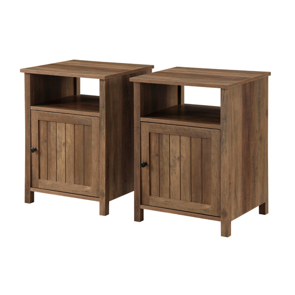 Loon Peak® Modern Grooved-Door Side Tables With Open Cubby, Set Of 2 ...