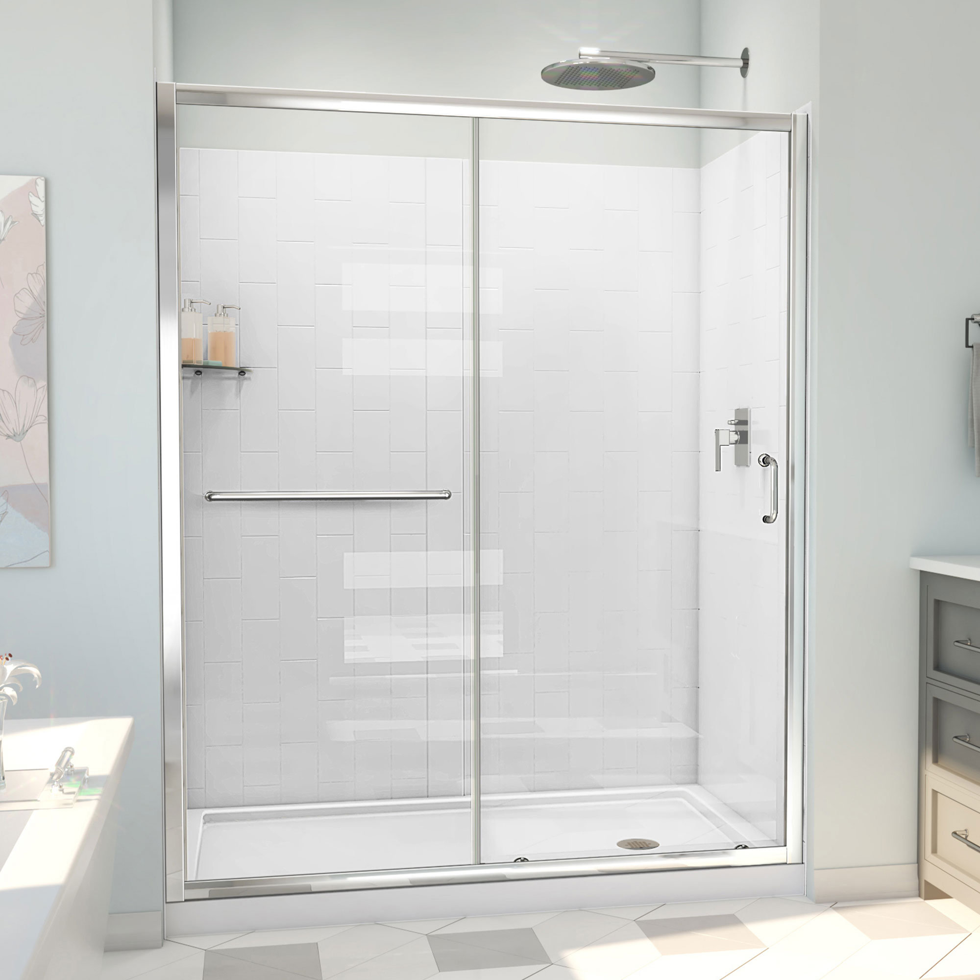 DreamLine 60" W x 36" D x 78" H Semi-Frameless Rectangle Shower Kit ...
