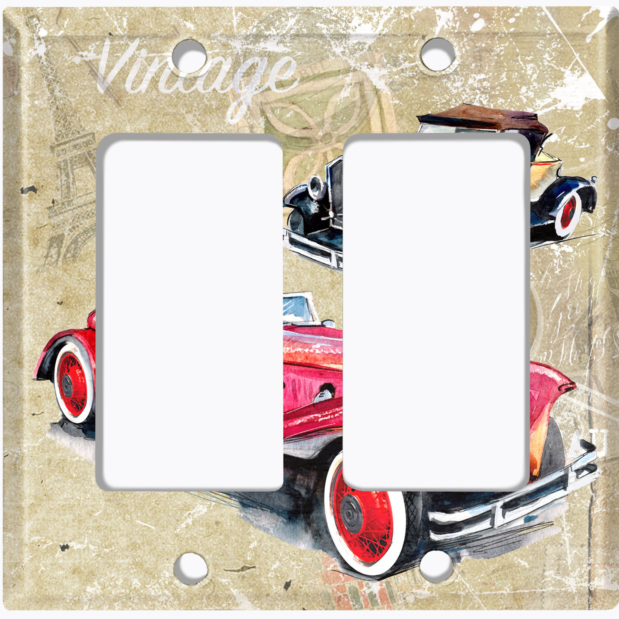WorldAcc Vintage Twin Auto Mobile Classic 2-Gang Rocker Wall Plate ...