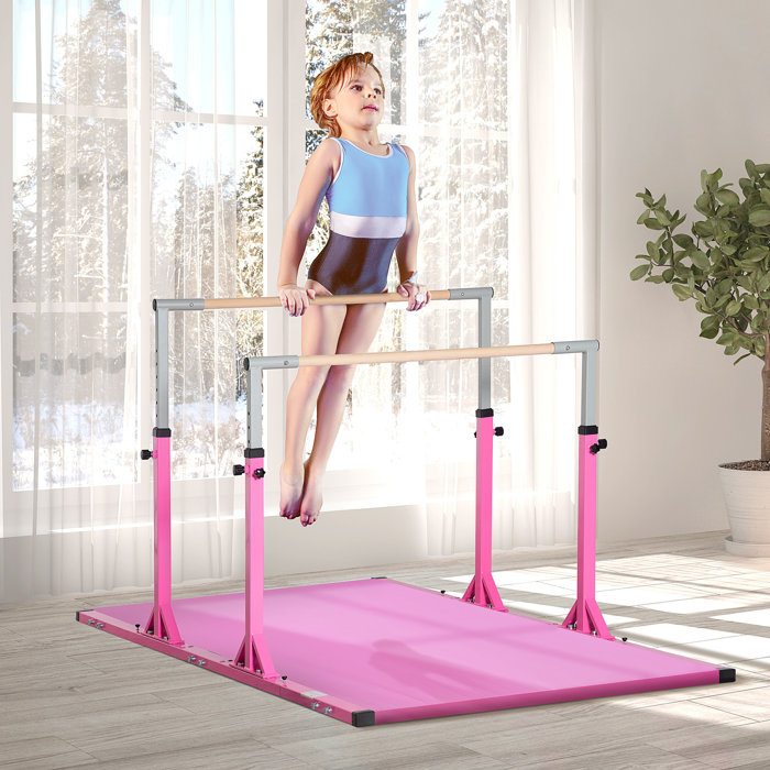 Qaba Junior Gymnastic Training Parallel Bars with Double-Locking System ...