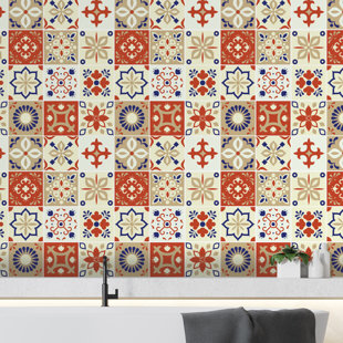 Latitude Run Seamingless Floral Hexagon 20cm x 23cm PVC Mosaic Tile ...